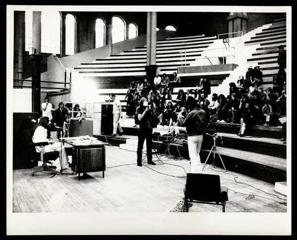 Black and white photograph of Ian Breakwell and Kevin Coyne during a ...
