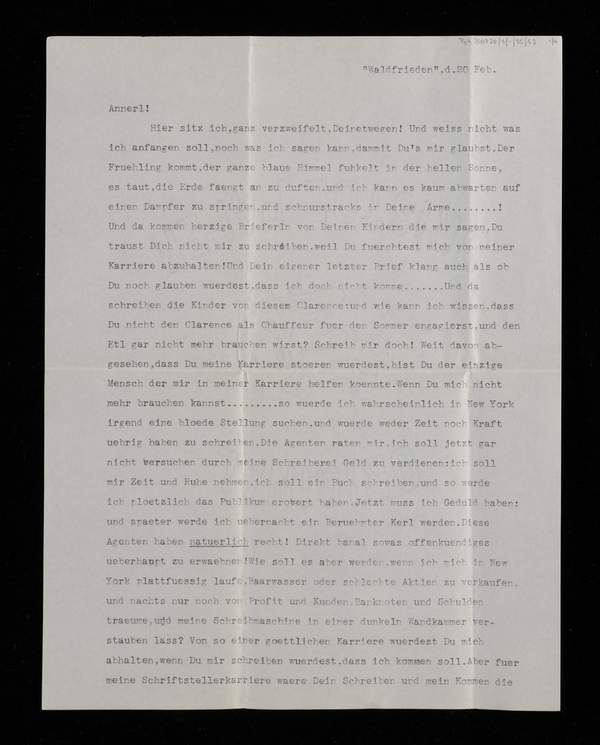 Letter from Edward Renouf to Anny Schey von Koromla‘, Edward Renouf ...