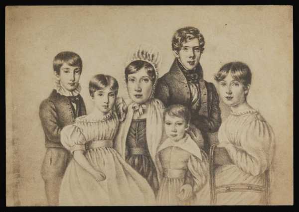Photograph of drawing showing the children of Samuel Tuke and Priscilla ...