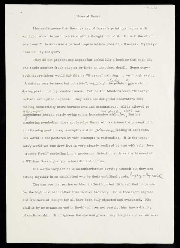 Writings by John Banting‘, collection owner: John Banting, 1919–71 ...