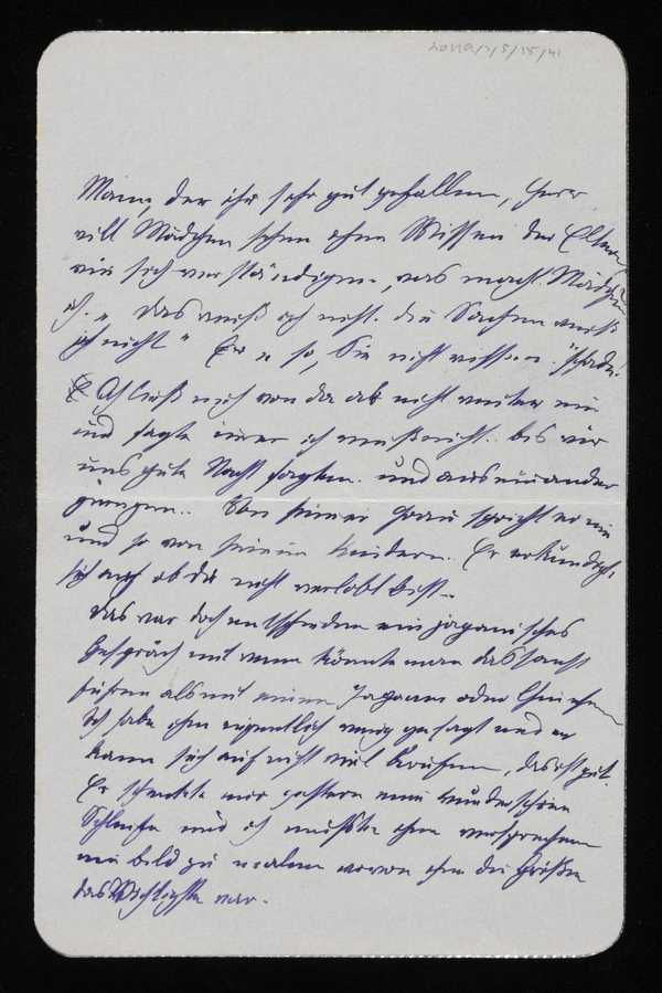 Fragment of letter from Valla Karplus (née von Lieben) to Ilse Leembruggen (née von Lieben ...