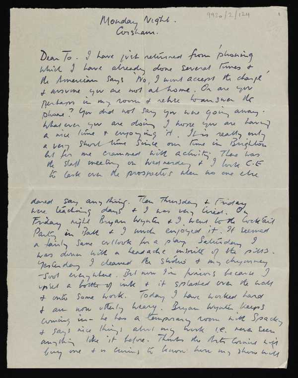 Letter from Kenneth Armitage to Joan Moore, addressed Corsham‘, Kenneth ...