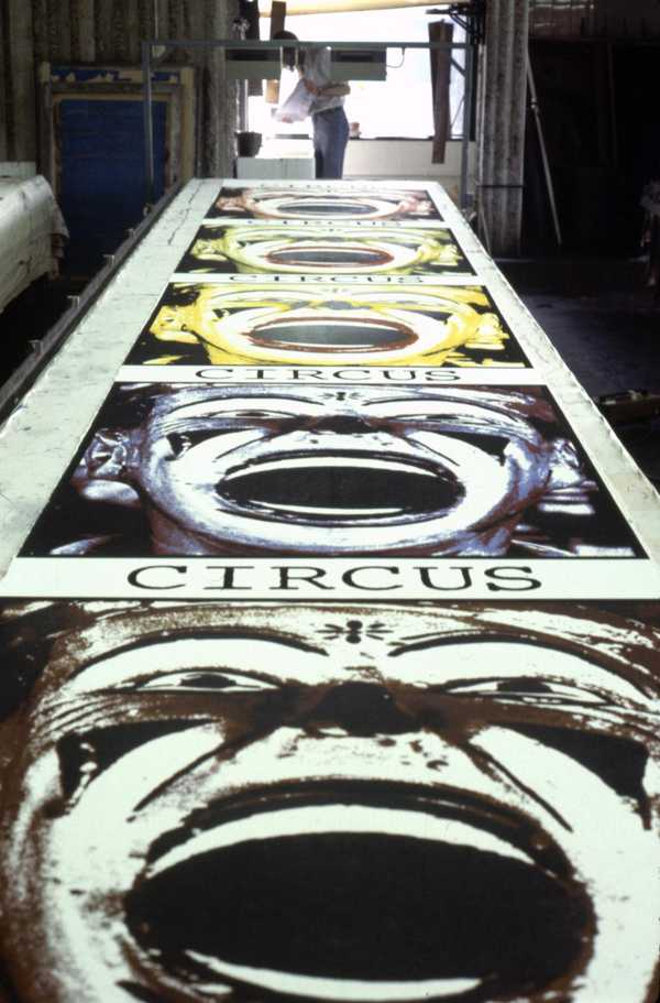 Colour transparency of Ian Breakwell working on photo-silkscreen prints ...