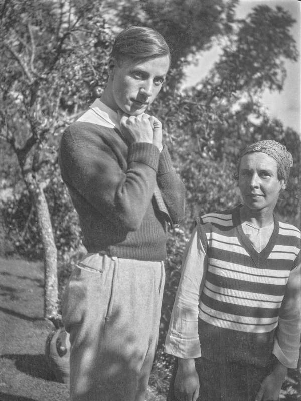 Black and white negative of William Chappell standing with Lydia ...