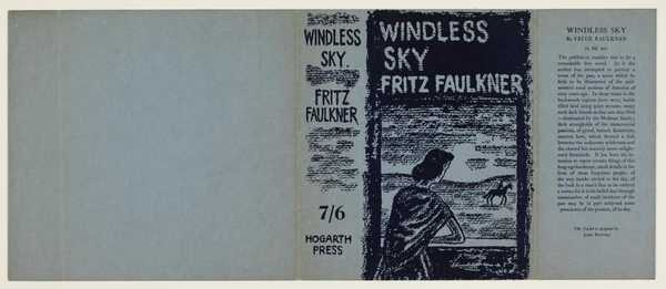 Printed book jacket for ‘Windless Sky’ by Fritz Falkner, designed by ...