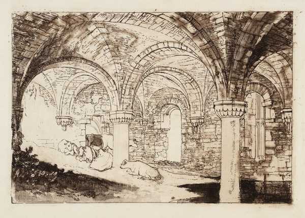 ‘Crypt of Kirkstall Abbey‘, Joseph Mallord William Turner, c.1811–2 | Tate