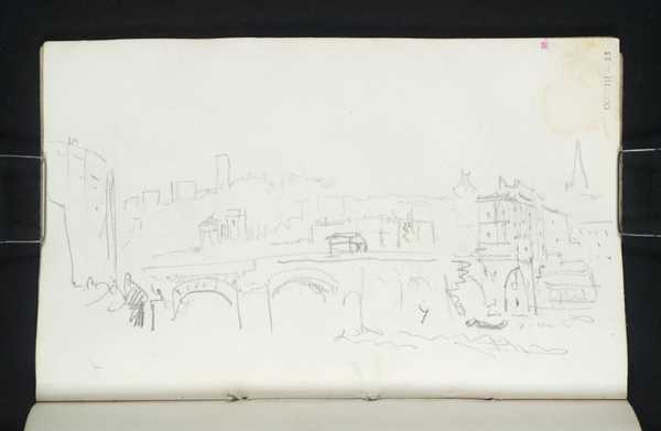 ‘Bridge, with Buildings‘, Joseph Mallord William Turner, c.1837–41 | Tate