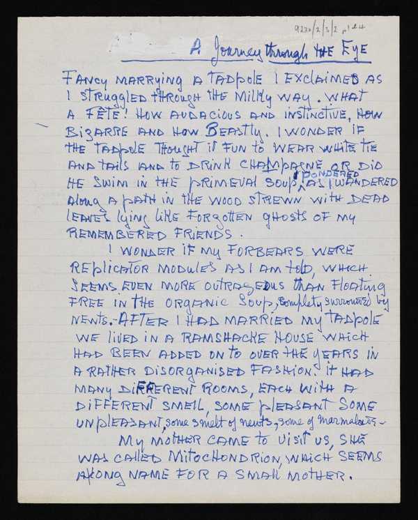 Handwritten story entitled ‘A Journey through the Eye’‘, Eileen Agar ...