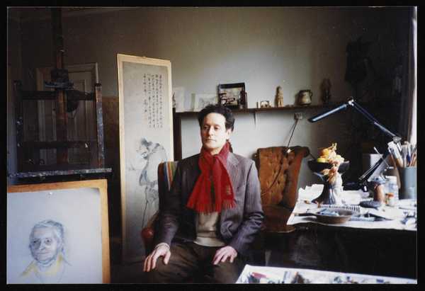 Colour photograph of Jeremy Adler posing in Marie-Louise’s studio at 6 ...