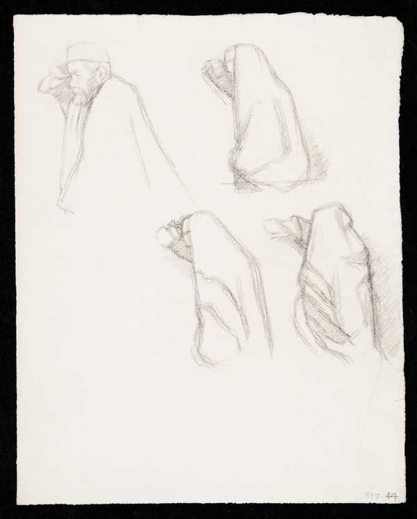 Front: Four studies of robed figures, back: Two studies of similar ...