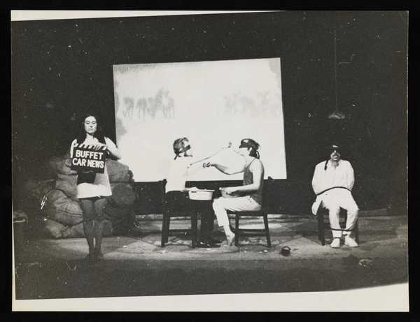 Photograph of an episode from ‘Buffet Car News’, a performance piece by ...