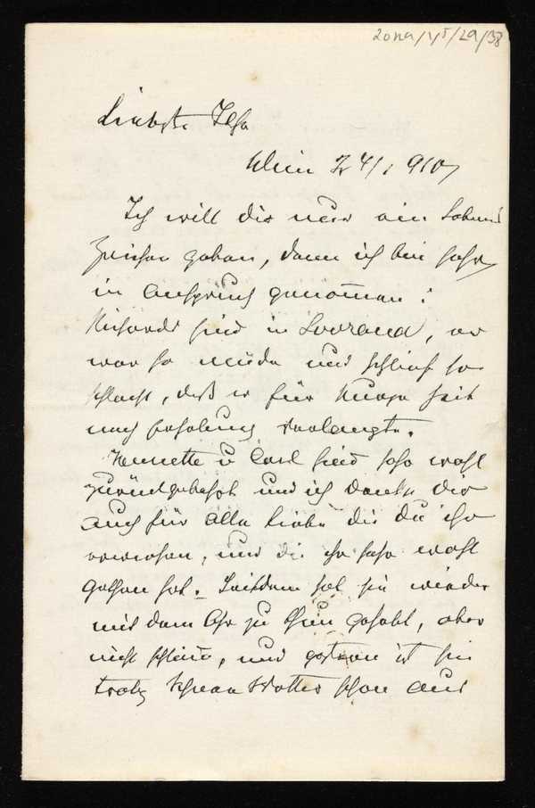 Letter from Leopold von Lieben, Vienna, to Ilse Leembruggen (née von ...