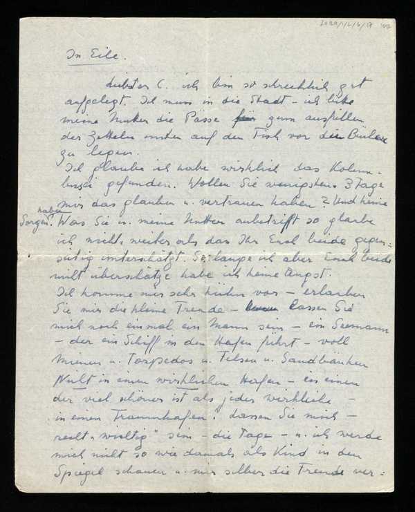 Letter to Elias Canetti‘, recipient: Elias Canetti, [1941–3 ...