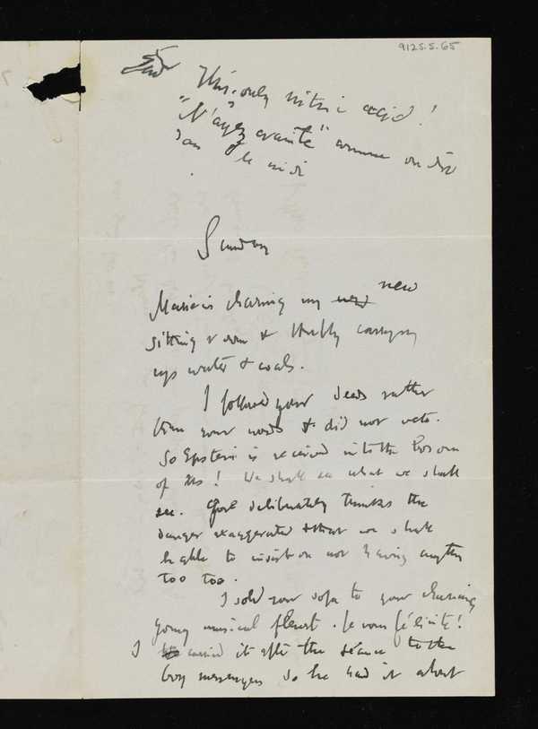 Letter from Walter Sickert to Ethel Sands‘, Walter Richard Sickert ...