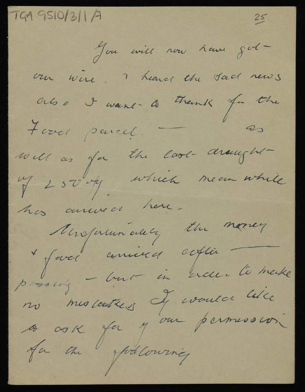 Handwritten letter from Edith Thomas (‘Wantee’) to the Museum of Modern ...