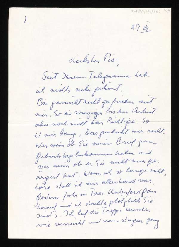 Letter to Elias Canetti‘, recipient: Elias Canetti, 27 July [1963 ...