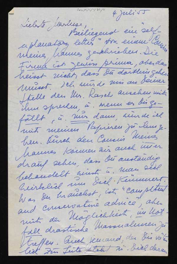 ‘Letter from Renée Cushman‘, Renée Cushman, recipient: Marie-Louise Von ...