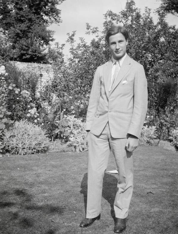 Black and white negative of Christopher Strachey standing outdoors at ...