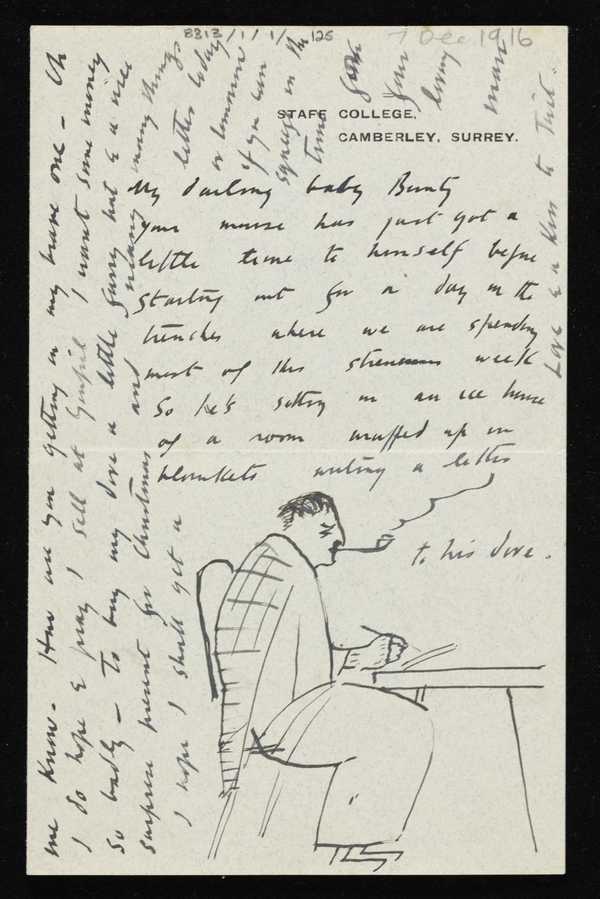 Letter from Paul Nash to Margaret Nash written from Camberley Staff ...