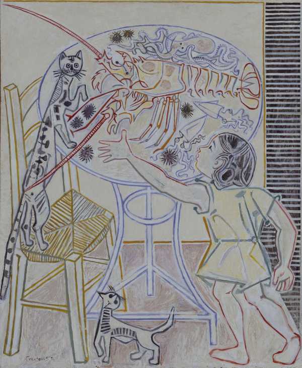 ‘Still Life with Cat and Child‘, John Craxton, 1959 | Tate