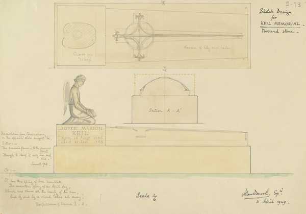 First design for memorial to Joyce Marion Keil, Broadway ...
