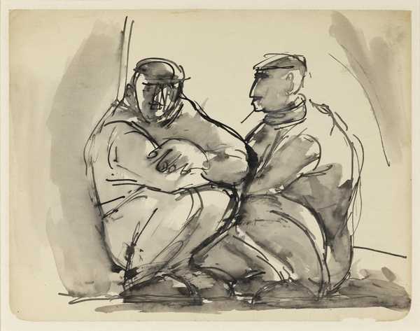 Sketch of two miners resting on the floor‘, Josef Herman‘, Josef Herman ...