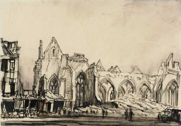 ‘Ruins of the Church at Péronne, April 1917‘, Sir Muirhead Bone, 1917 ...