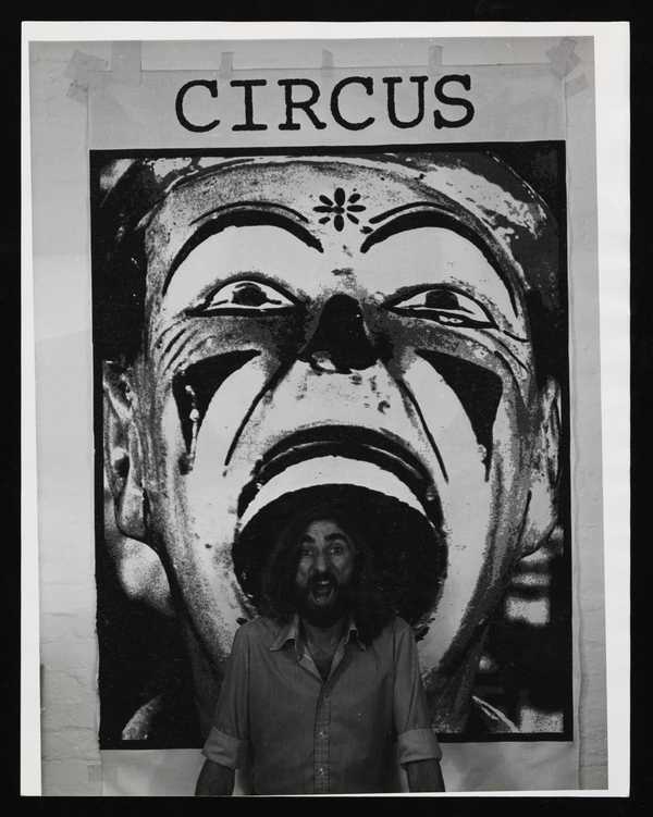 Black and white photograph of Ian Breakwell standing, with his mouth ...