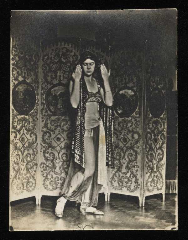 Photograph of Mathilde Beckmann dressed in belly-dancer costume ...
