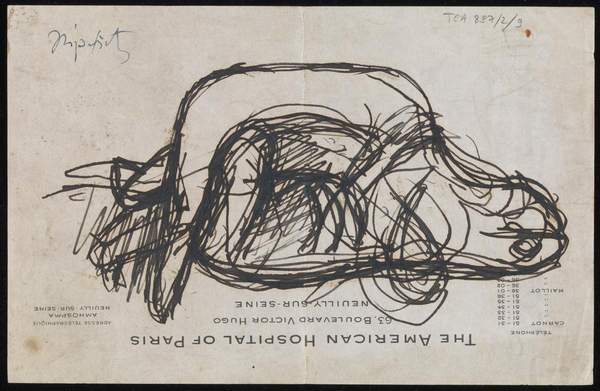 Sketch for ‘The Couple’ by Jacques Lipchitz on an advertisement for ...