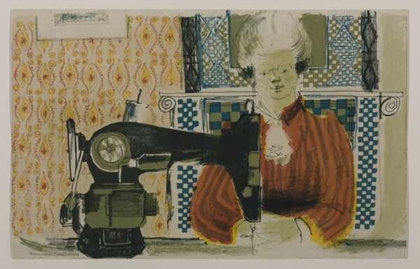 ‘Woman with a Sewing Machine‘, David Hockney, 1954 | Tate