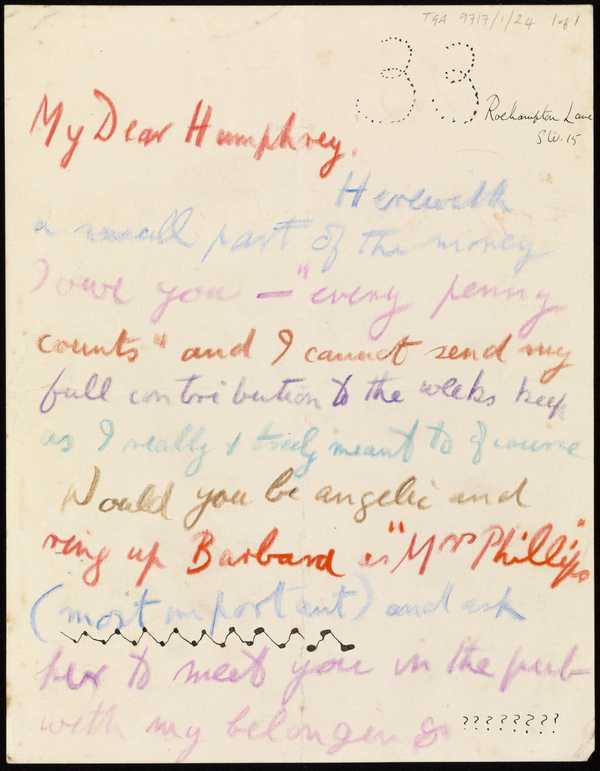 Letter from John Banting to Humphrey Spender‘, John Banting, recipient ...