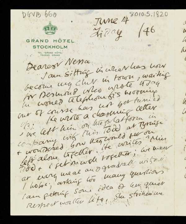 Letter from D. [Duncan Grant] to Vanessa Bell‘, Duncan Grant, recipient ...