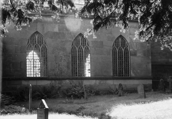 Photograph of church windows at St Peter’s Church in Adderley ...