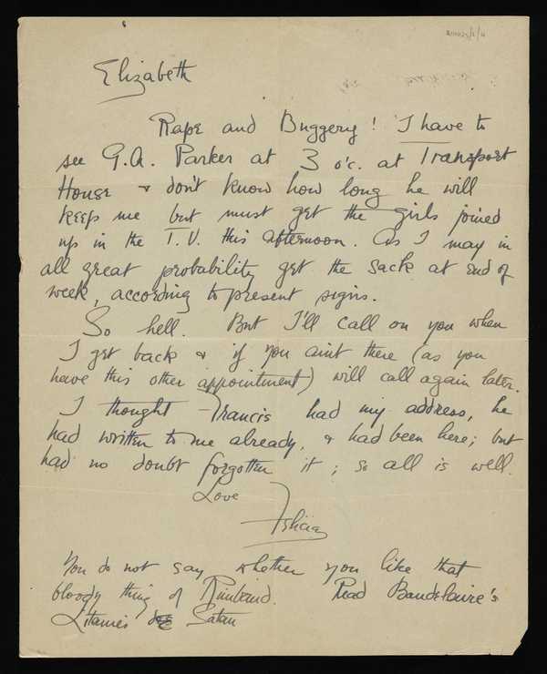 Letter from Felicia Browne to Elizabeth Watson‘, Felicia Browne, [April ...
