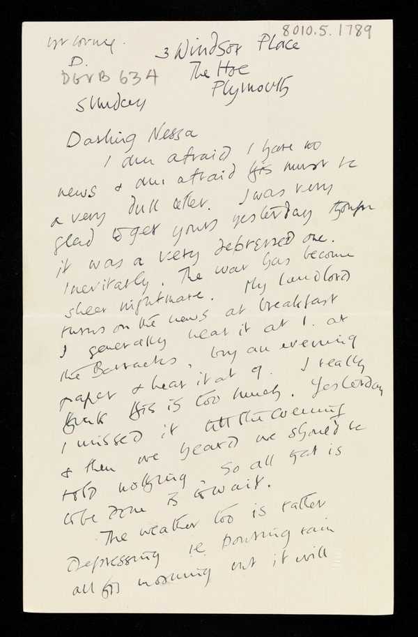 Letter from D. [Duncan Grant] to Vanessa Bell‘, Duncan Grant, recipient ...