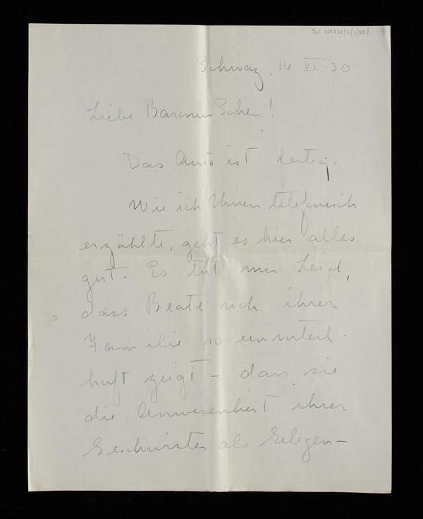 Letter from Edward Renouf to Anny Schey von Koromla‘, Edward Renouf ...
