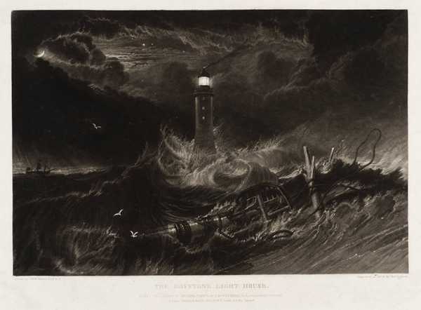 ‘The Eddystone Lighthouse‘, after Joseph Mallord William Turner, 1824 ...