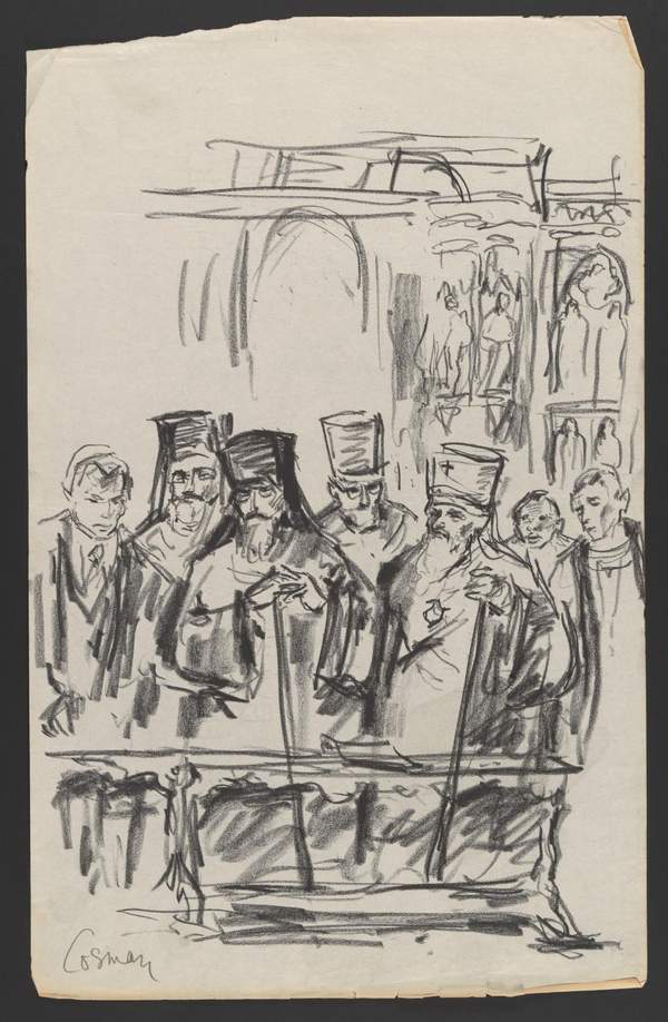 Untitled, Drawing of Clergymen at Canterbury Cathedral‘, Milein Cosman ...