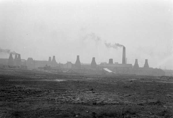 Photograph overlooking the chimneys of Stoke-on-Trent, Staffordshire ...
