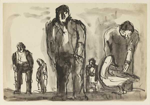 Sketch of figures and goose, Ystradgynlais‘, Josef Herman, [1946 ...
