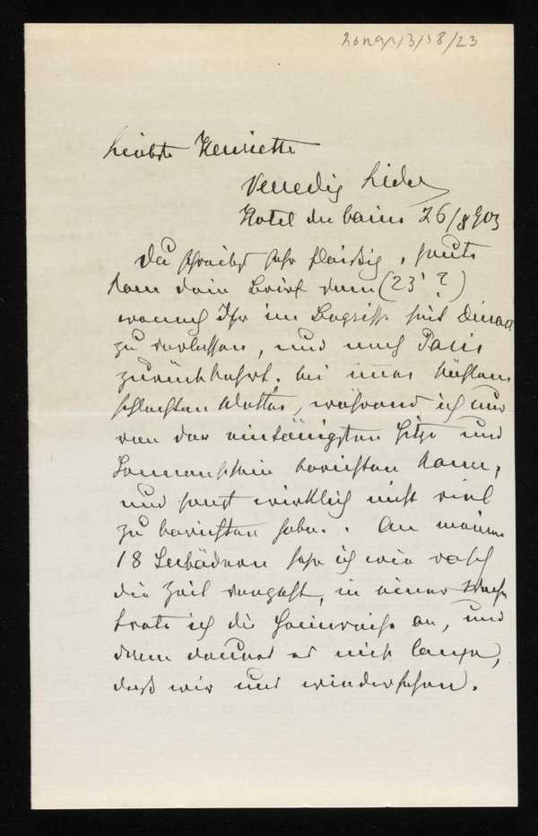Letter from Leopold von Lieben, Venice Lido‘, Leopold von Lieben ...