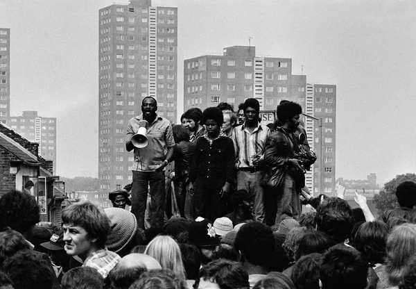 ‘Darcus Howe addressing the anti-racist demonstrators, Lewisham, 13 August 1977‘, Syd Shelton ...