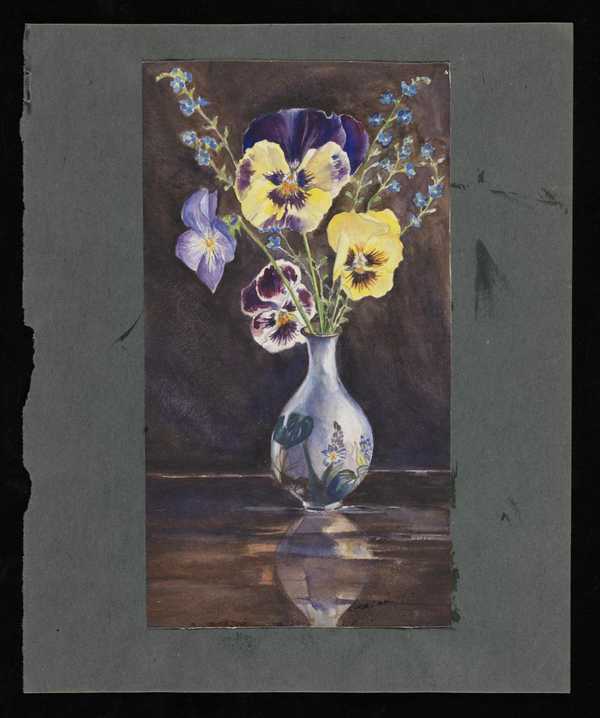 Watercolour showing pansies in a vase‘, Ithell Colquhoun, August 1921 ...
