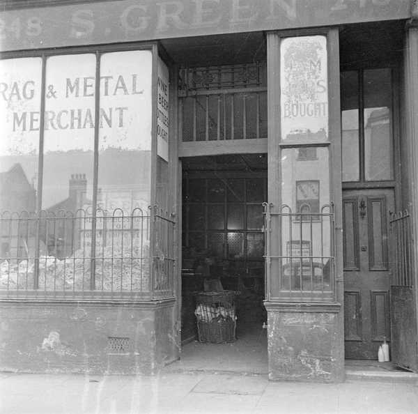 Photograph showing shop front of S. Green, rag and metal merchant ...