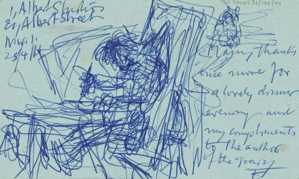 Postcard from Erich Kahn to Pamela Hodin‘, Erich Kahn, recipient: Dr J ...