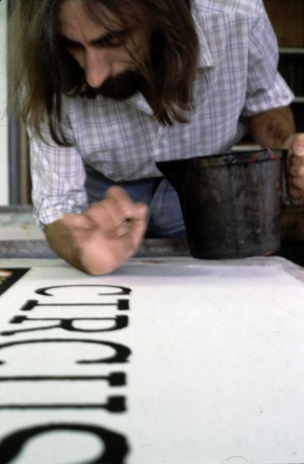 Colour transparency of Ian Breakwell working on photo-silkscreen prints ...